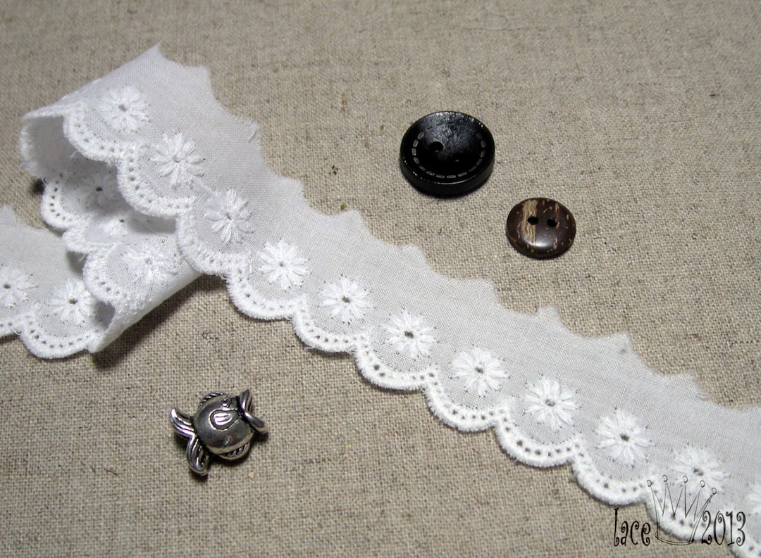 Premium Quality 14yds Embroidery Vintage Eyelet Cotton Lace 1"(2.5cm ...