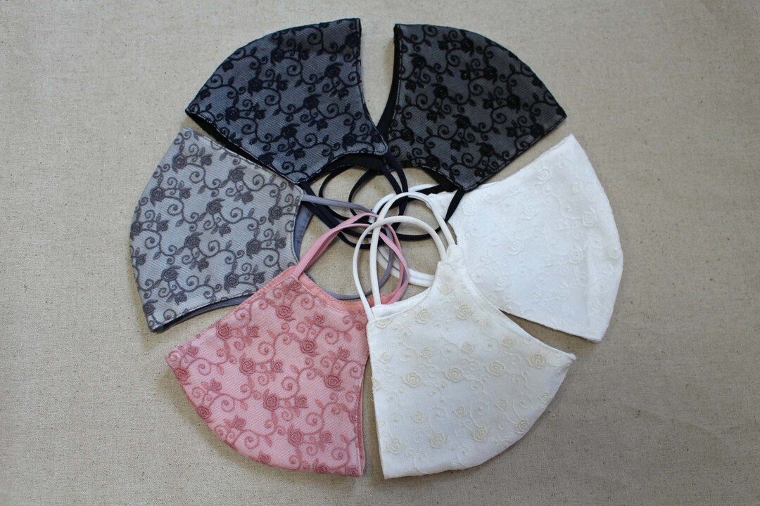 Face Mask Washable Reusable Mesh Eyelet Lace Breathable Protective ...