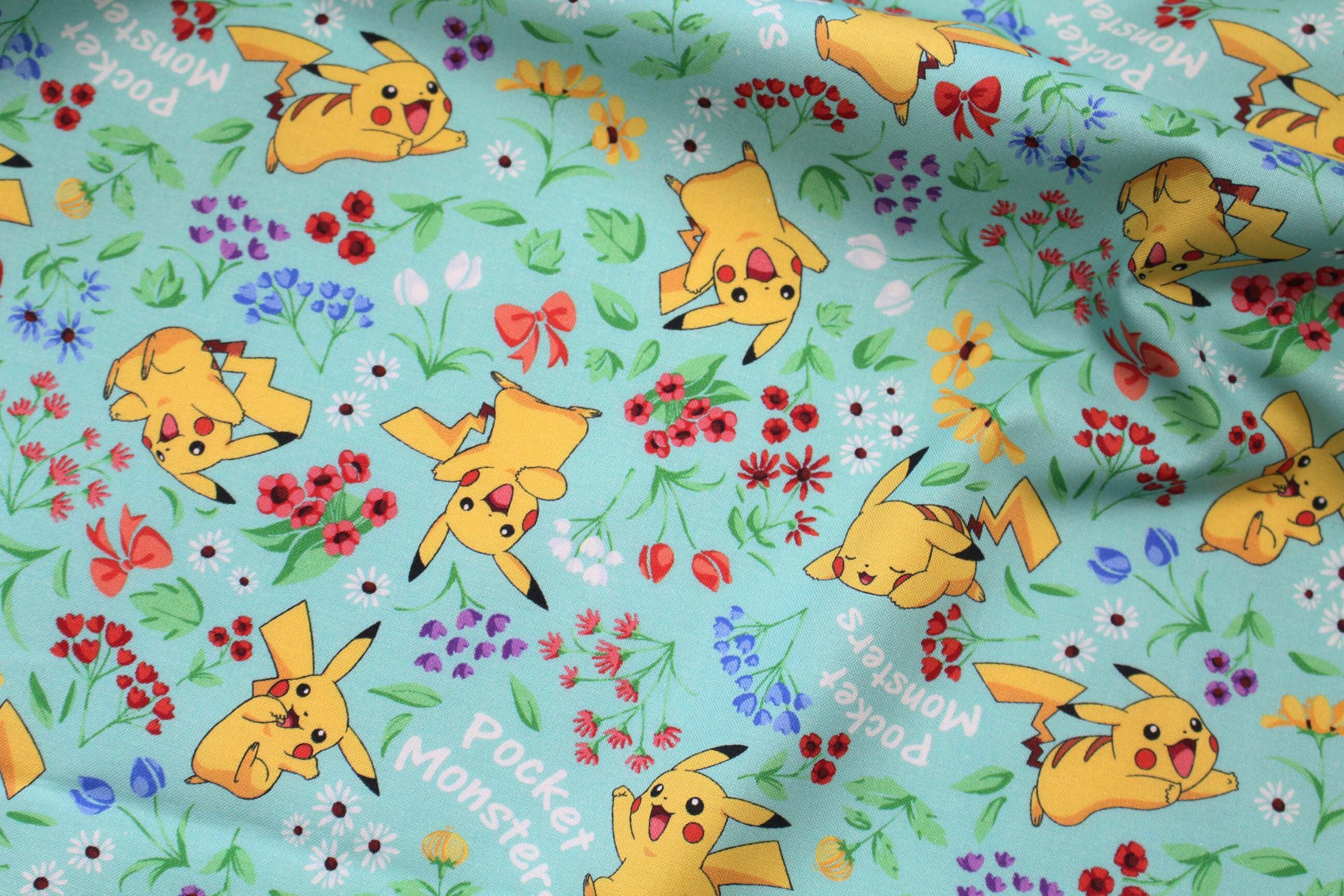 Half Yard Pokemon Fabric Pikachu Mint Character Fabric Cotton | Etsy