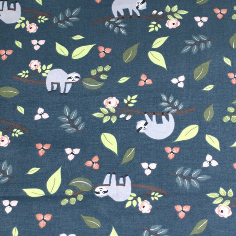 Oxford Cotton Fabric by the Yard Sloth Animal Fabric 44 | Etsy