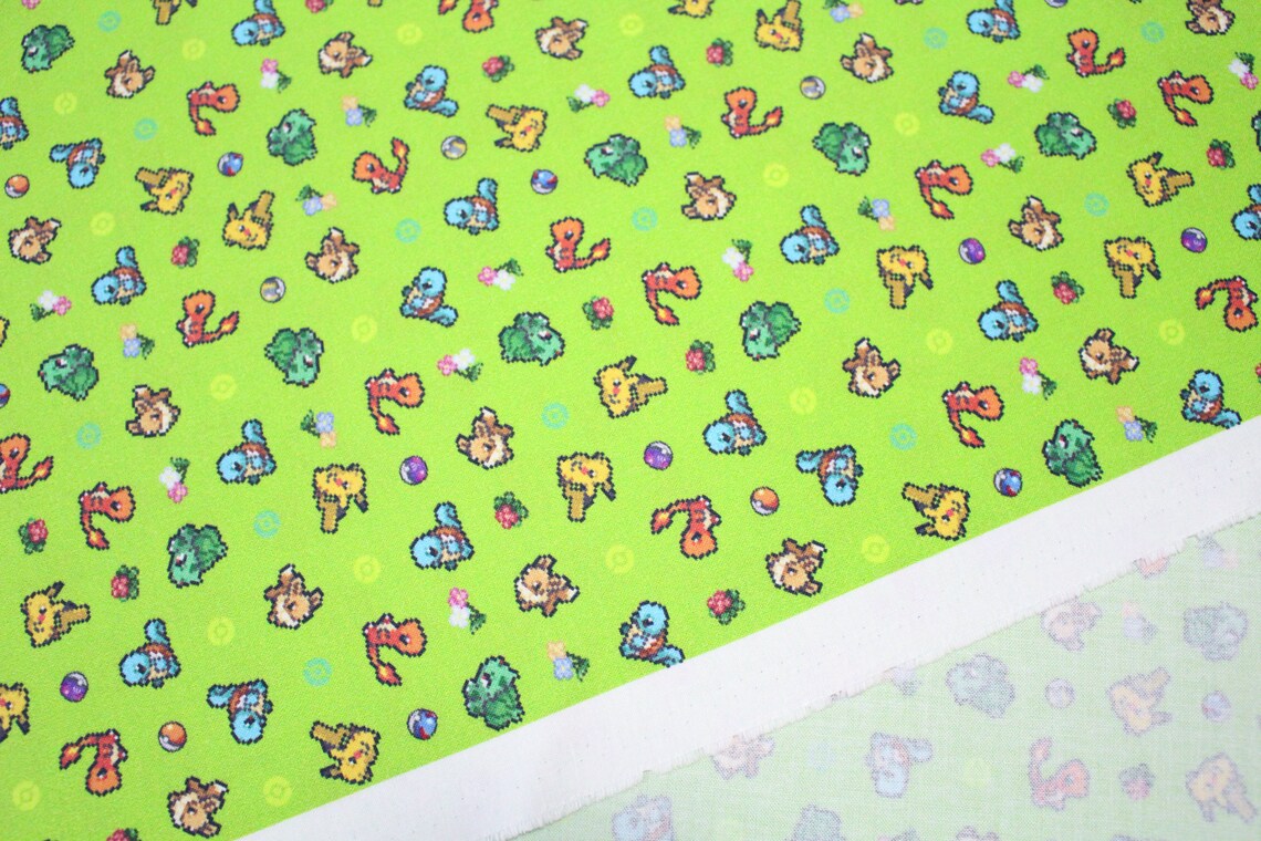 Half Yard Pokemon Fabric Pixel Pikachu Character Fabric Cotton | Etsy