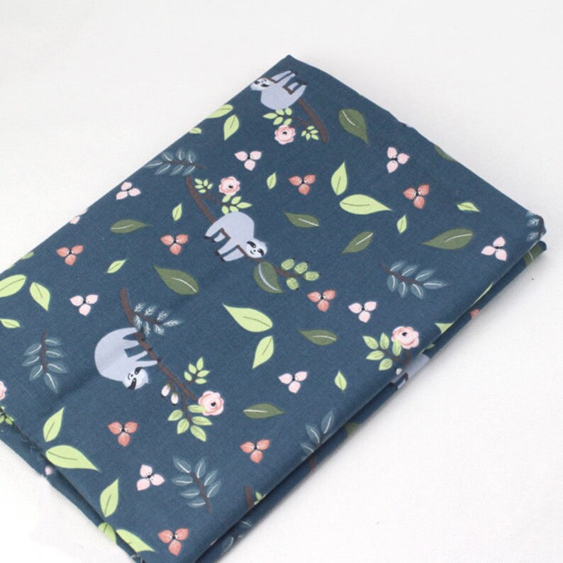 Oxford Cotton Fabric by the Yard Sloth Animal Fabric 44 | Etsy