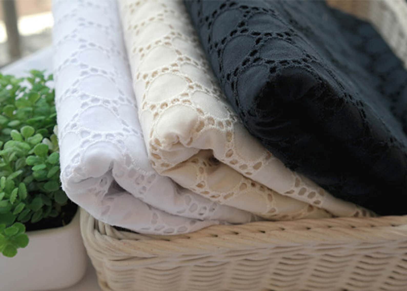 Broderie Anglaise Cotton Eyelet Lace Fabric 54137cmby the Yard Yh1521 ...