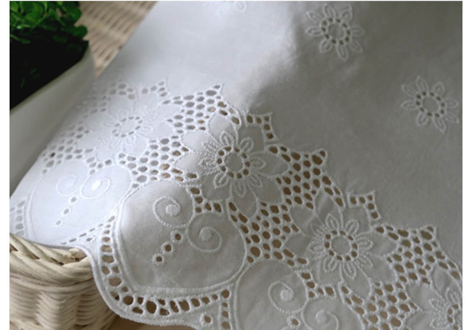 1y Vintage Embroidered Cotton Lace Window Valance Curtain Yh1502 36"x13 ...