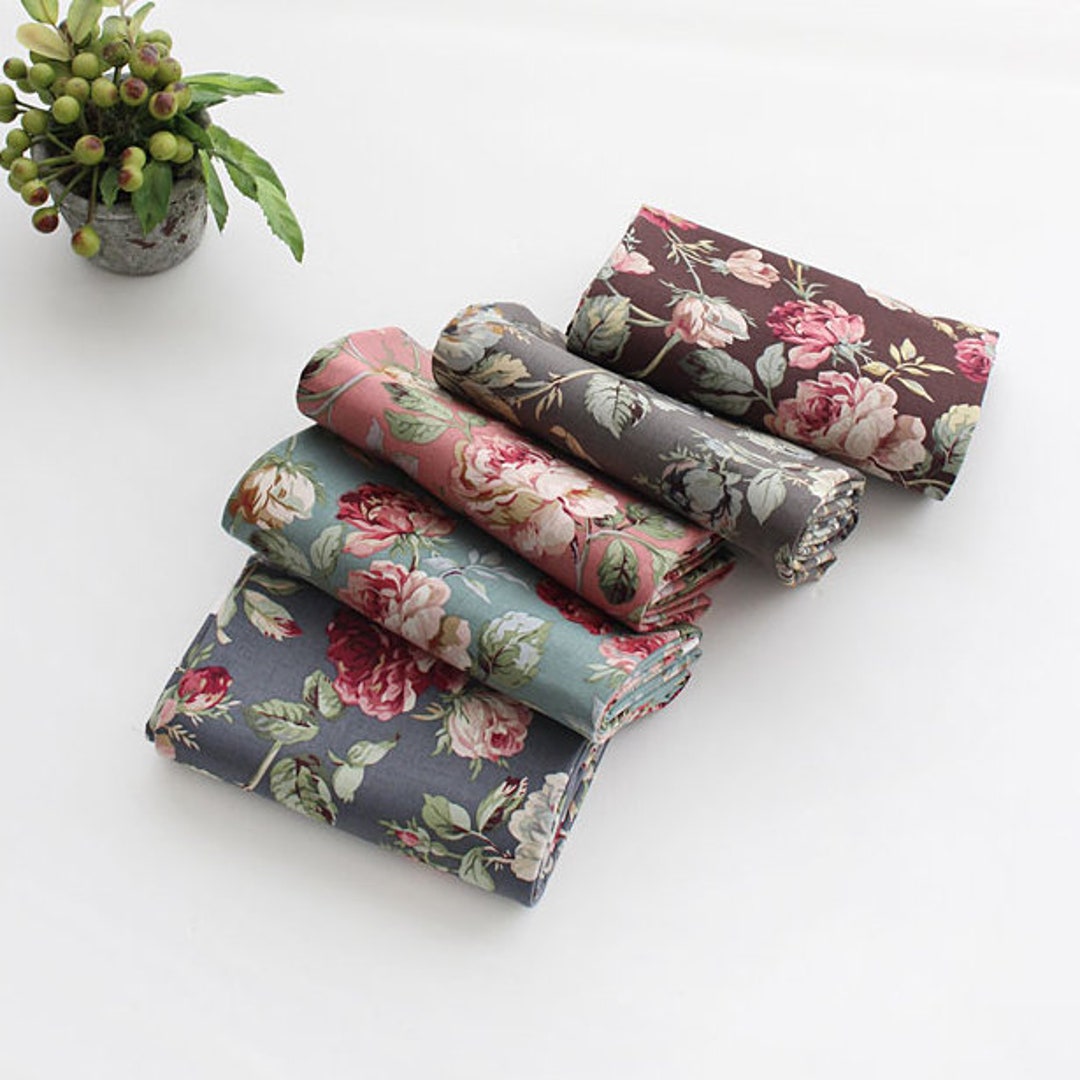 Cotton Fabric Flower Pattern by the Yards 44" Cozy Big Rose Garden - Etsy