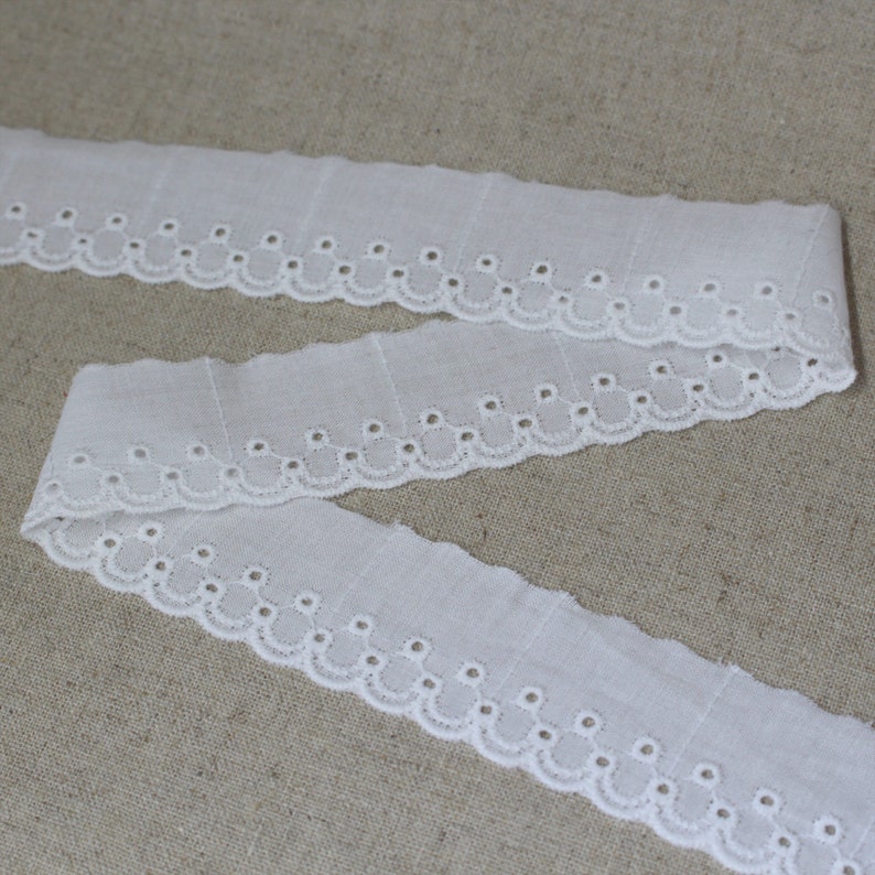14yds Embroidered Broderie Anglaise Cotton Lace Trim | Etsy