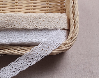 10free 4yds Embroidery Cotton Ribbon Eyelet Lace Trim | Etsy