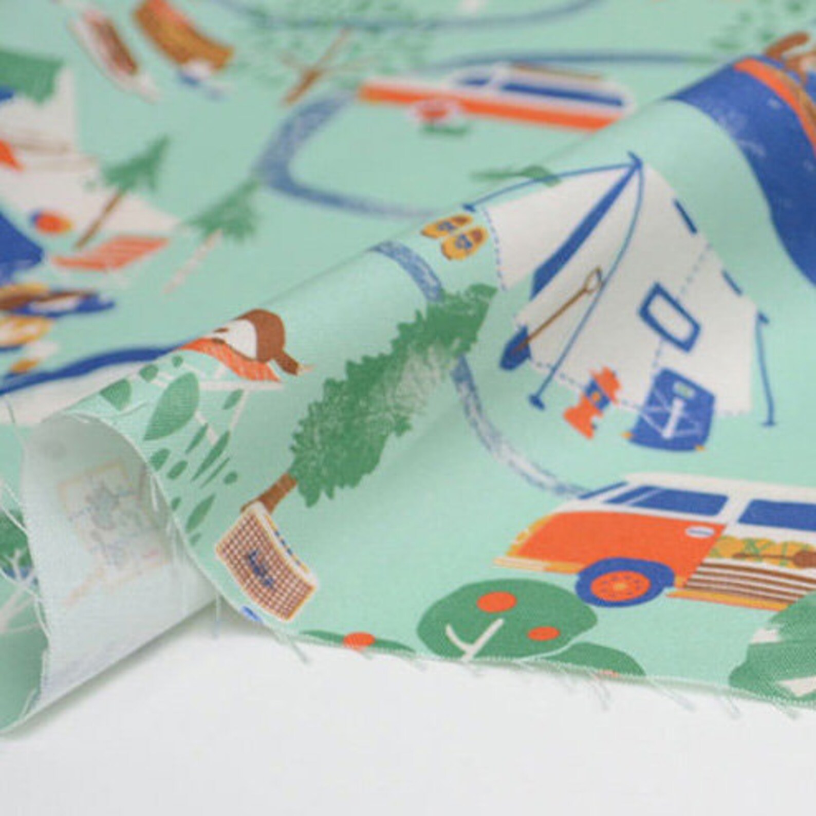 Cotton Fabric by the Yard Character Fabric 44" Wide SG Happy Camping ...