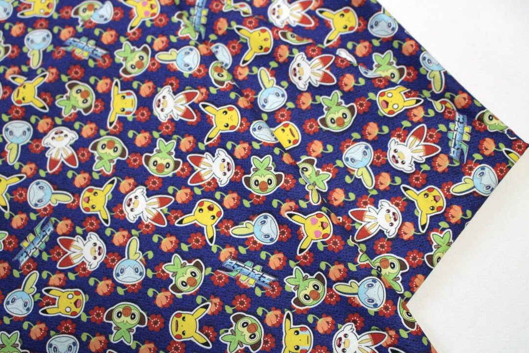 Half Yard Pokemon Fabric Pokemon W Pikachu Character Fabric Cotton ...