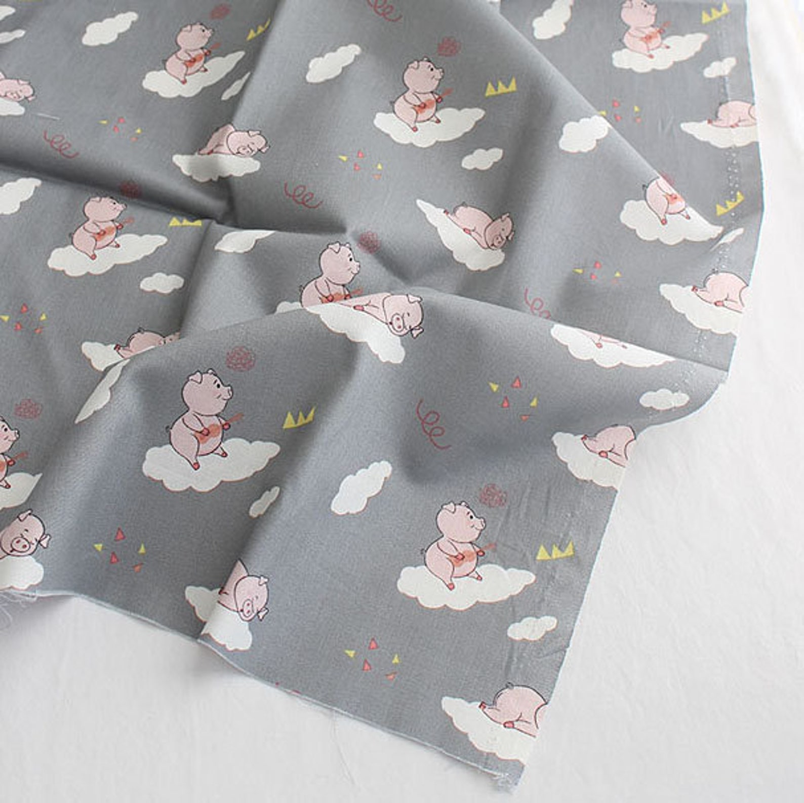 Cotton Fabric by the Yard Pig Fabric 44 Wide Cozy Pig - Etsy