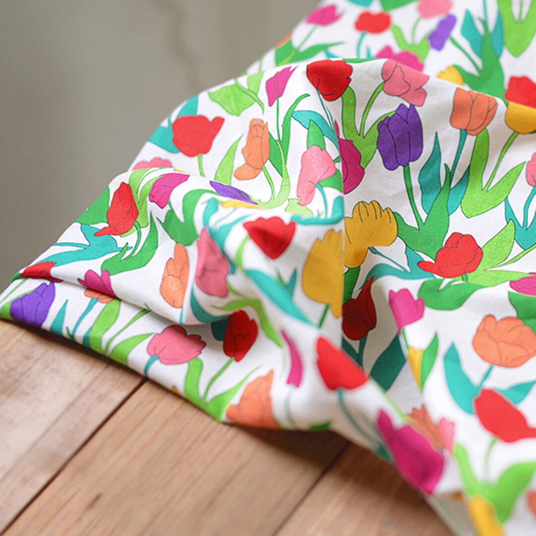 Cotton Fabric Tulip Fabric by the Yard 44" Wide Cozy Tulip Pattern - Etsy