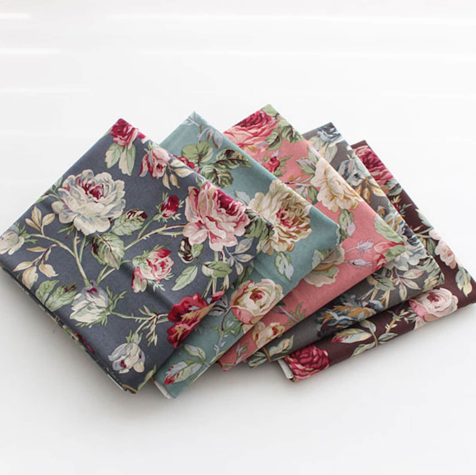 Cotton Fabric Flower Pattern by the Yards 44" Cozy Big Rose Garden - Etsy