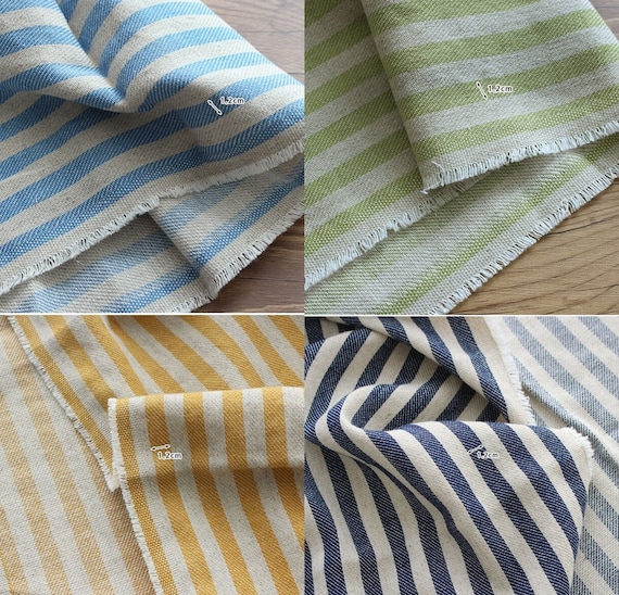 Cotton Linen Fabric Mustard Yellow Stripe by the Yard 44 - Etsy