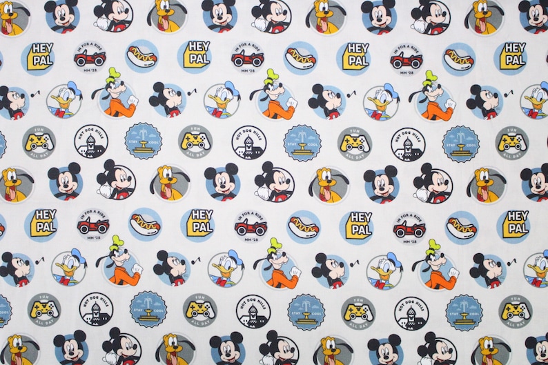 Disney Cotton Fabric by the Yard Mickey Character Fabric - Etsy