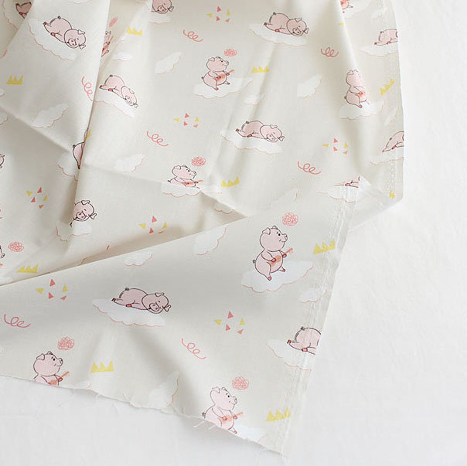 Cotton Fabric by the Yard Pig Fabric 44 Wide Cozy Pig - Etsy