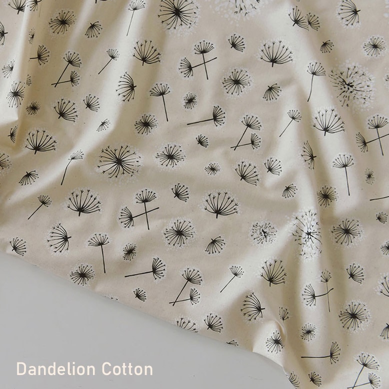 Dandelion Pattern Cotton Fabric Dandelion Flower Fabric by the - Etsy UK