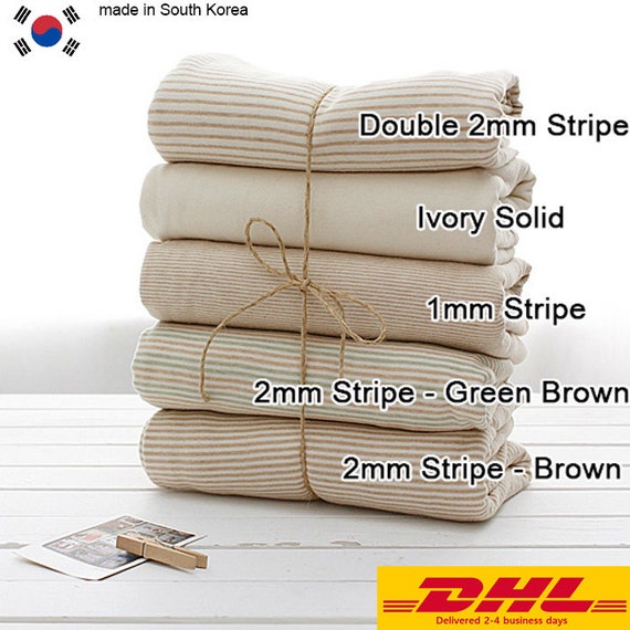 Stripe Organic Cotton Knit Single Fabric by the Yard 59 | Etsy