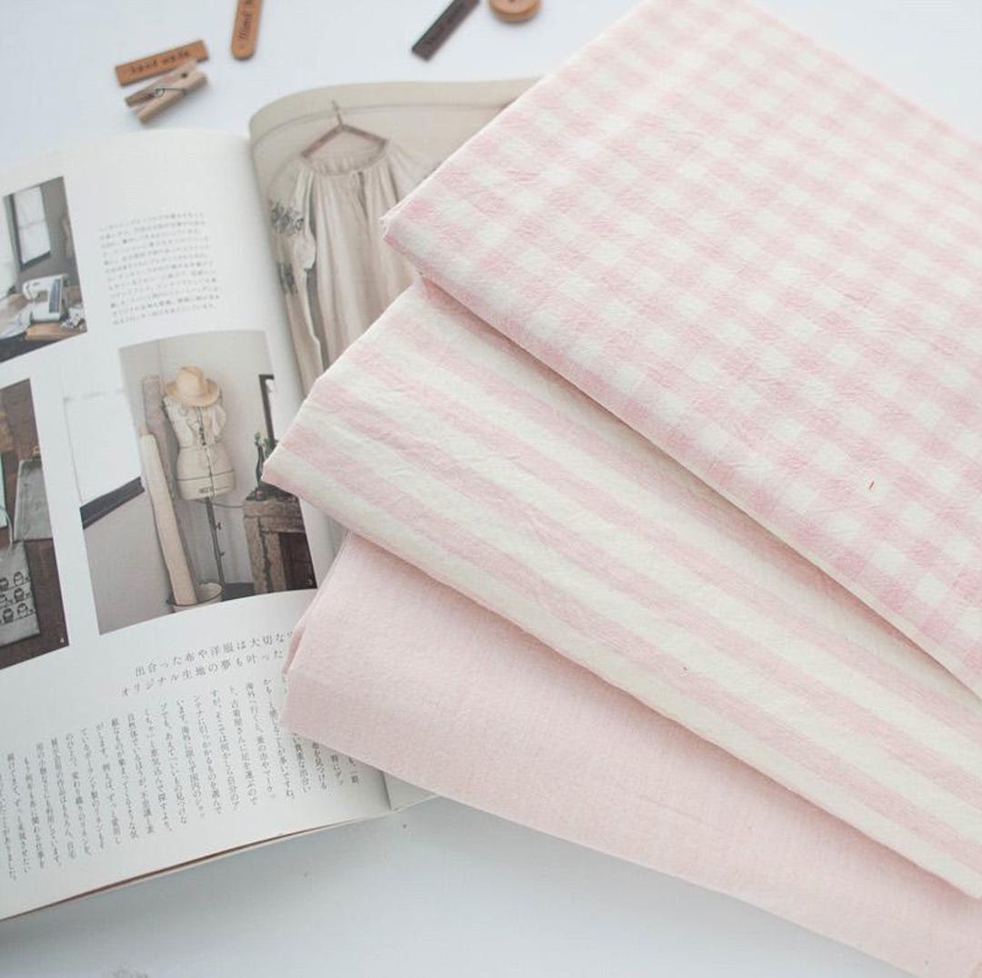 Premium Quality Melange Cotton Fabric by the Yard Stripe Check Fabric ...