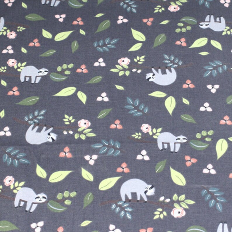Oxford Cotton Fabric by the Yard Sloth Animal Fabric 44 | Etsy