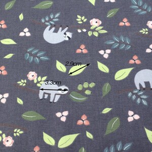 Oxford Cotton Fabric by the Yard Sloth Animal Fabric 44" Wide MD Happy ...