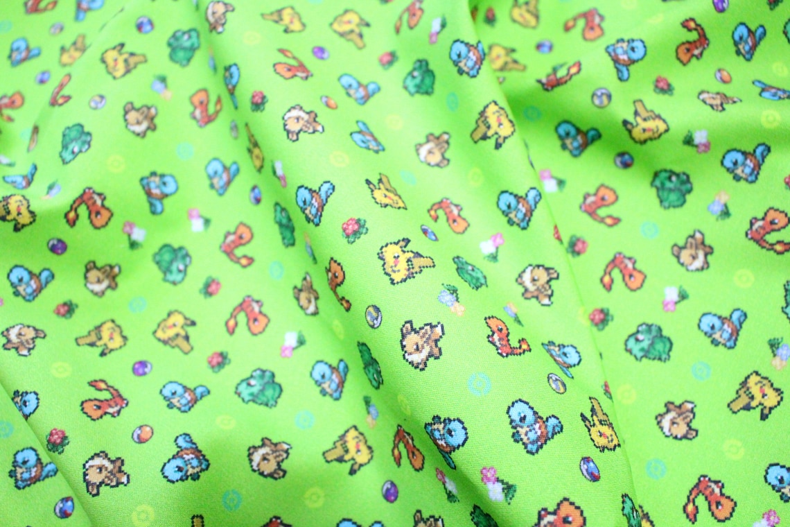 Half Yard Pokemon Fabric Pixel Pikachu Character Fabric Cotton | Etsy