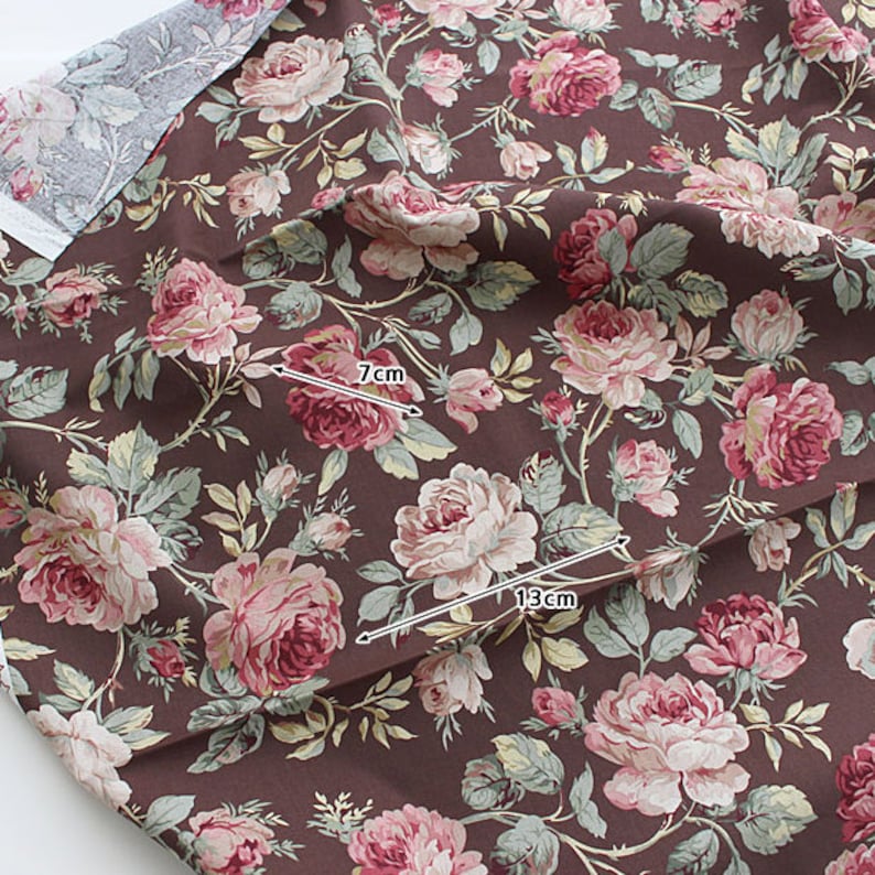 Cotton Fabric Flower Pattern by the Yards 44" Cozy Big Rose Garden - Etsy