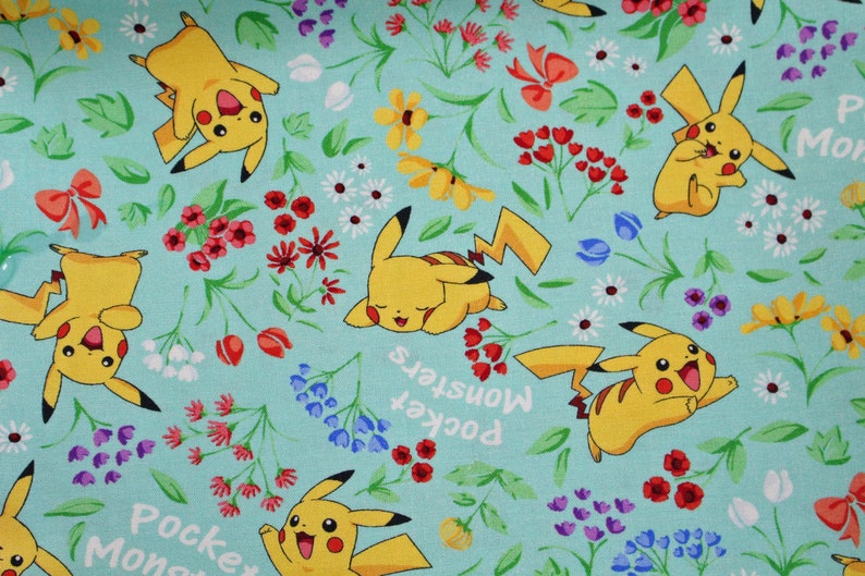 Half Yard Pokemon Fabric Pikachu Mint Character Fabric Cotton | Etsy