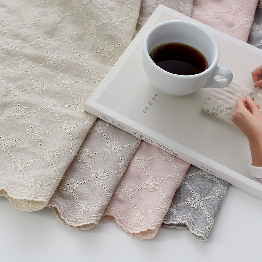 Premium Quality Broderie Anglaise Scalloped Edge Solid Cotton Fabric by ...