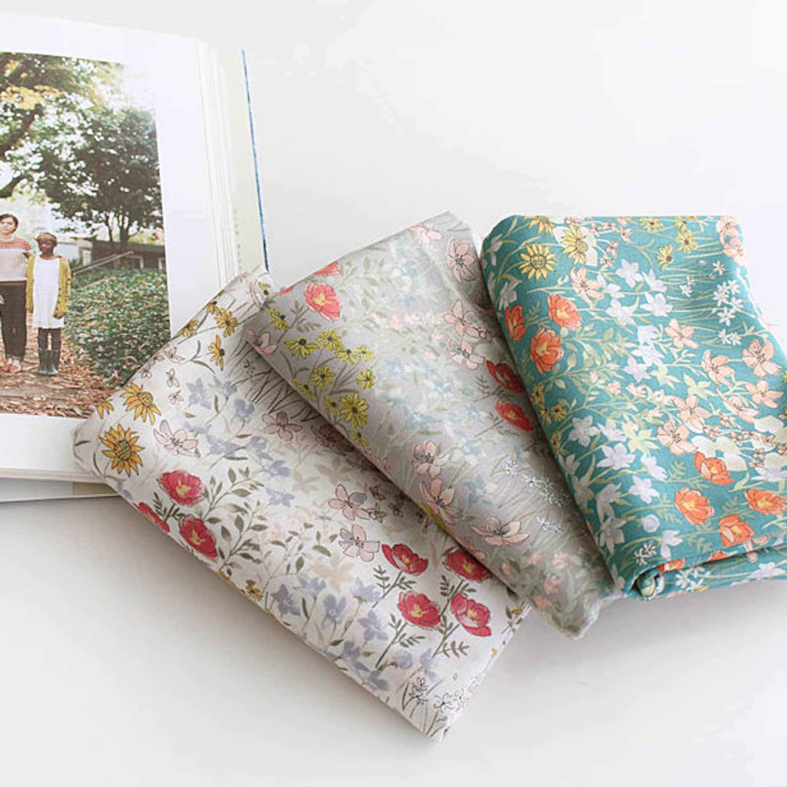 Cotton Fabric Flower Pattern by the Yards 59 Cozy Wild Garden - Etsy