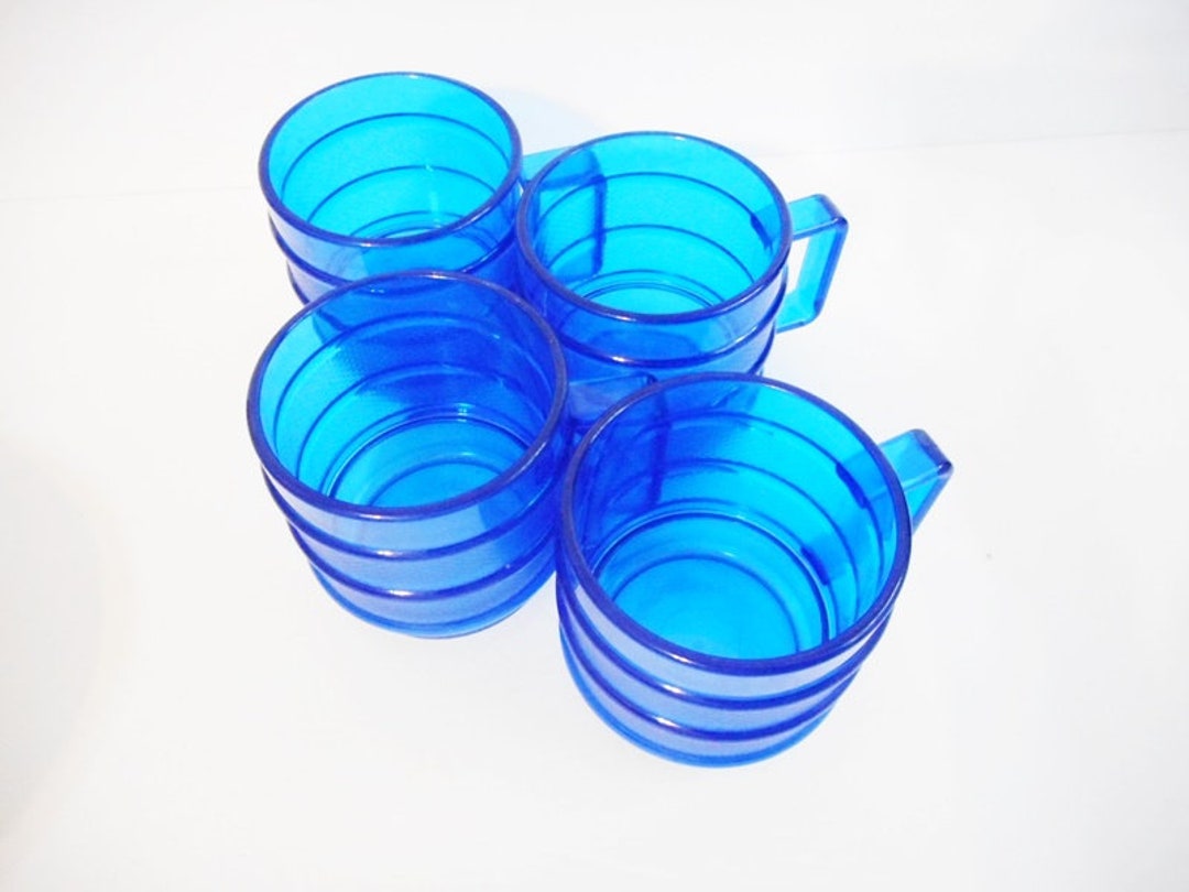 BLUE Mugs, Hard Plastic Stackable Cups, Retro Drinkware - Etsy