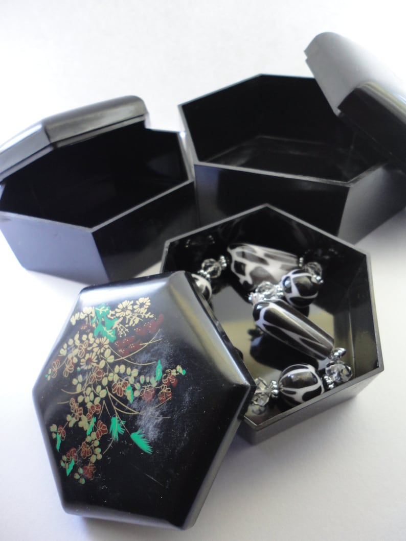Black Plastic Hexagon Retro Nesting Trinket Containers - Etsy