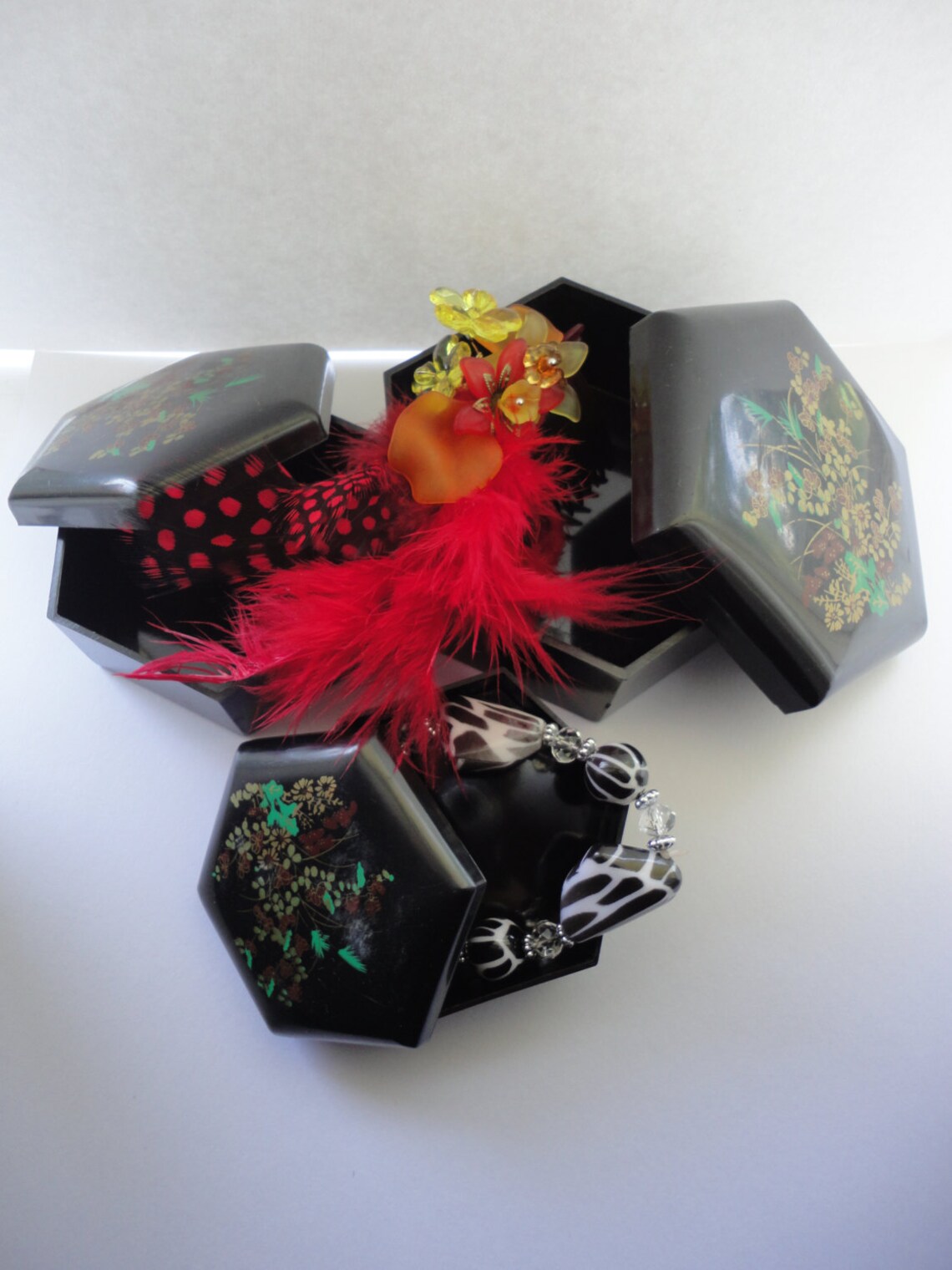 Black Plastic Hexagon Retro Nesting Trinket Containers - Etsy