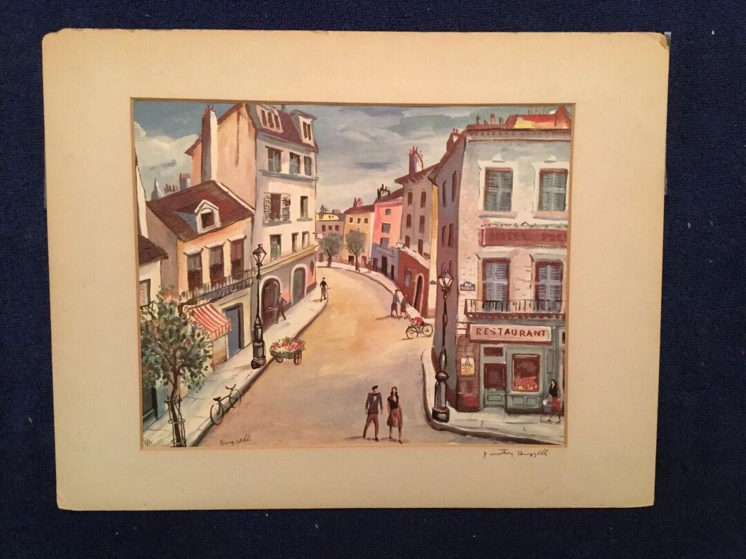 Joseph Anthony Buzzelli "montmartre Paris" Color Lithograph SIGNED 2X ...