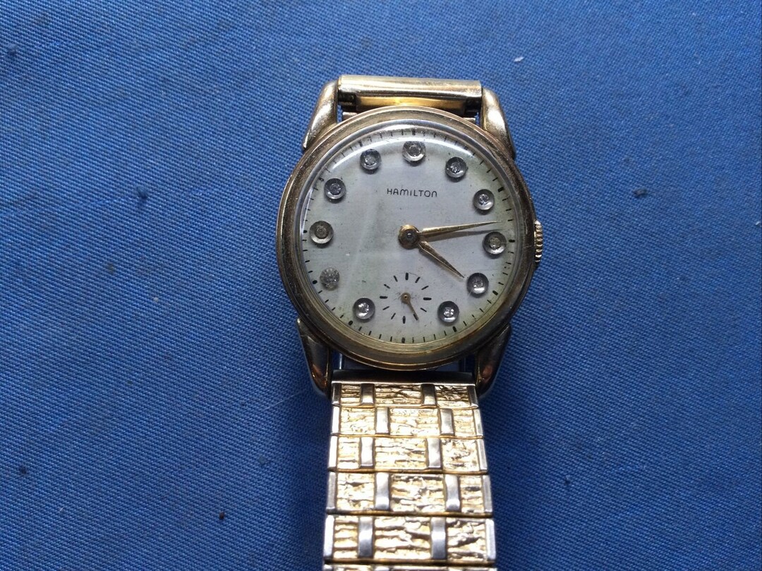 Vintage Mens Hamilton Watch 14k Gold Diamond Face Bezel - Etsy