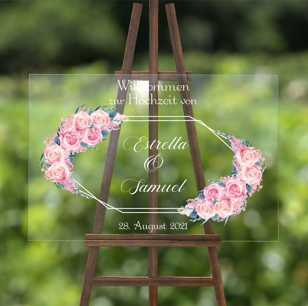 Acrylic Glass Wedding Sign, Personalized Decoration Welcome to the ...