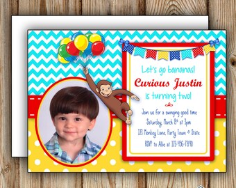 Curious George Invitation Chalkboard Curious George Birthday - Etsy
