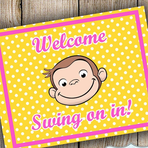 Curious George Birthday Welcome Sign DIY Personalized - Etsy Canada