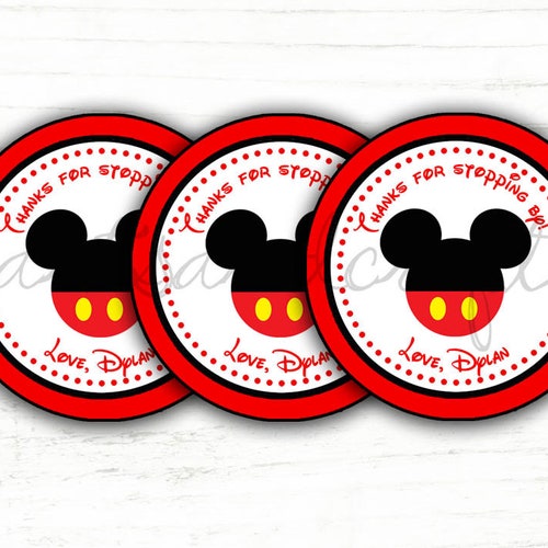 Mickey Mouse Party Favor Tags DIY / Thank You Tags/ Stickers/ - Etsy