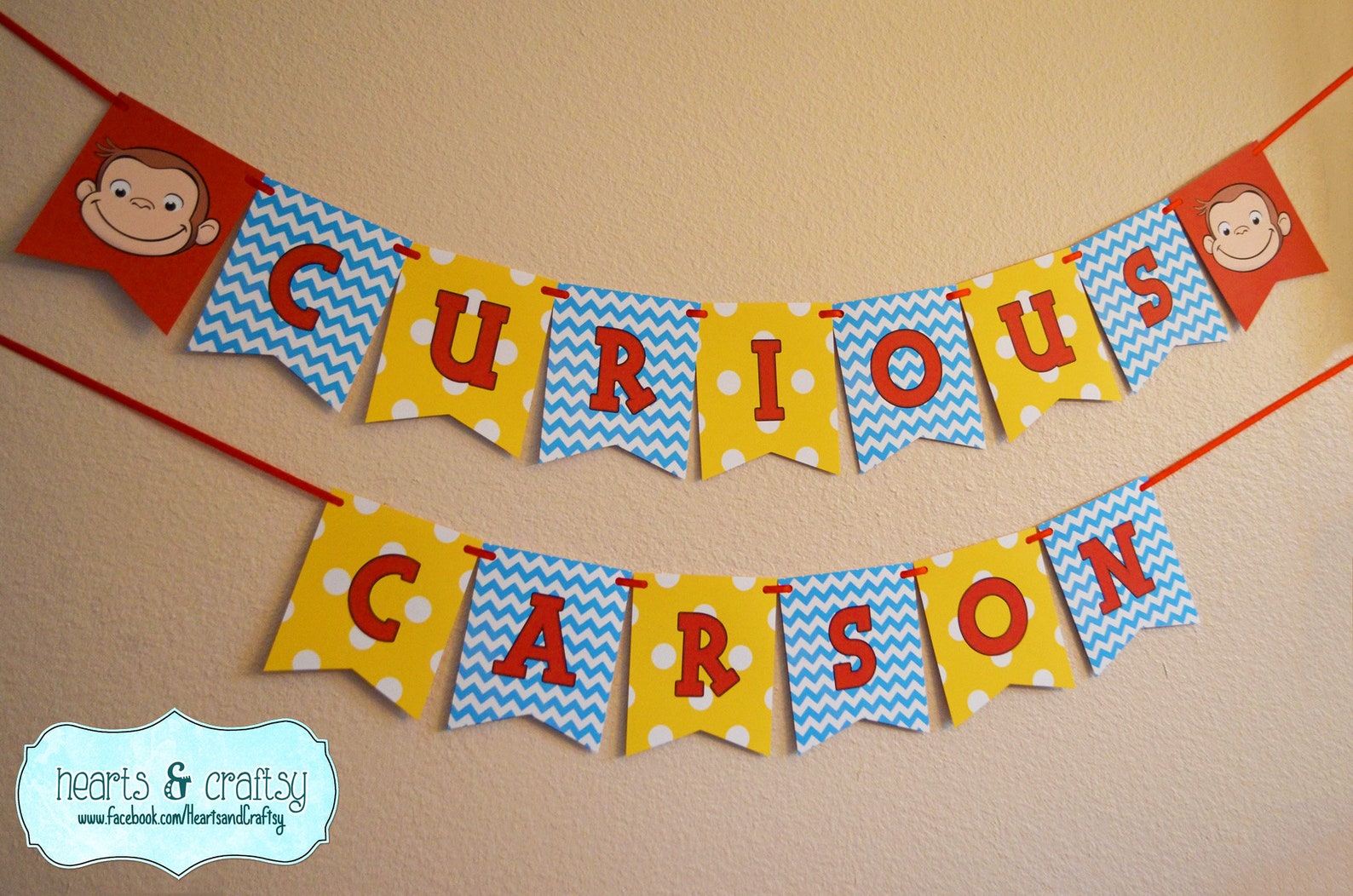 Curious George Happy Birthday Banner / Curious George Birthday - Etsy