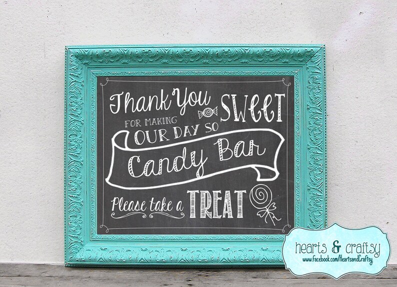 Candy Bar Sign DIY Sweet Chalkboard Style / Wedding Reception | Etsy