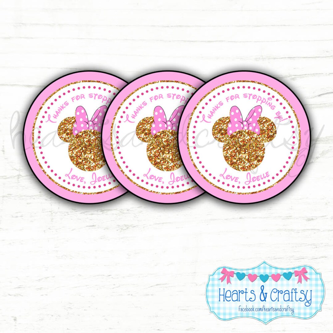 Glitter Minnie Mouse Party Favor Tags DIY / Thank You Tags / Stickers ...