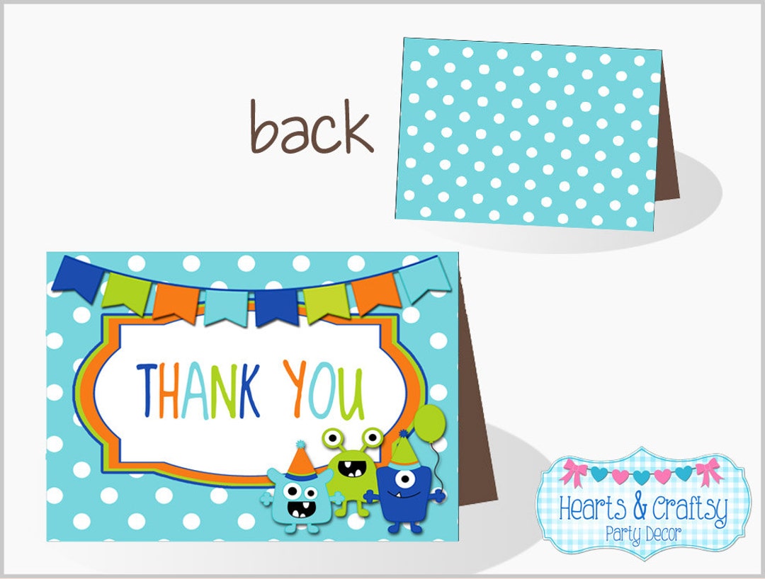 Monster Birthday Thank You Cards DIY / Monster Bash Thank You Card ...