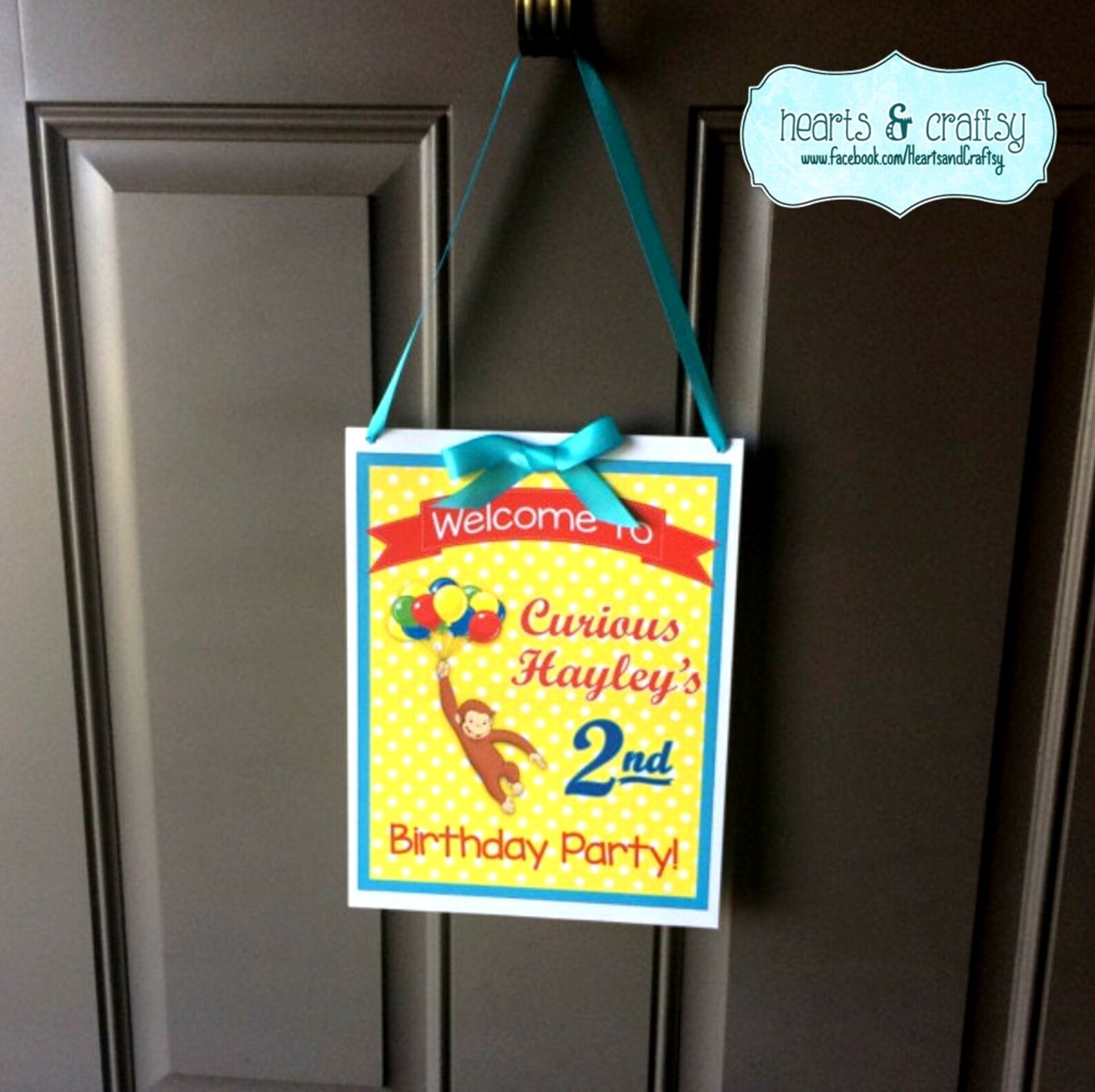 Curious George Birthday Guest Book Sign DIY - Blue or Pink ...