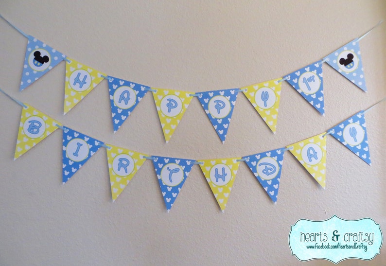 Baby Mickey Mouse Happy Birthday Banner DIY / Baby Mickey First ...