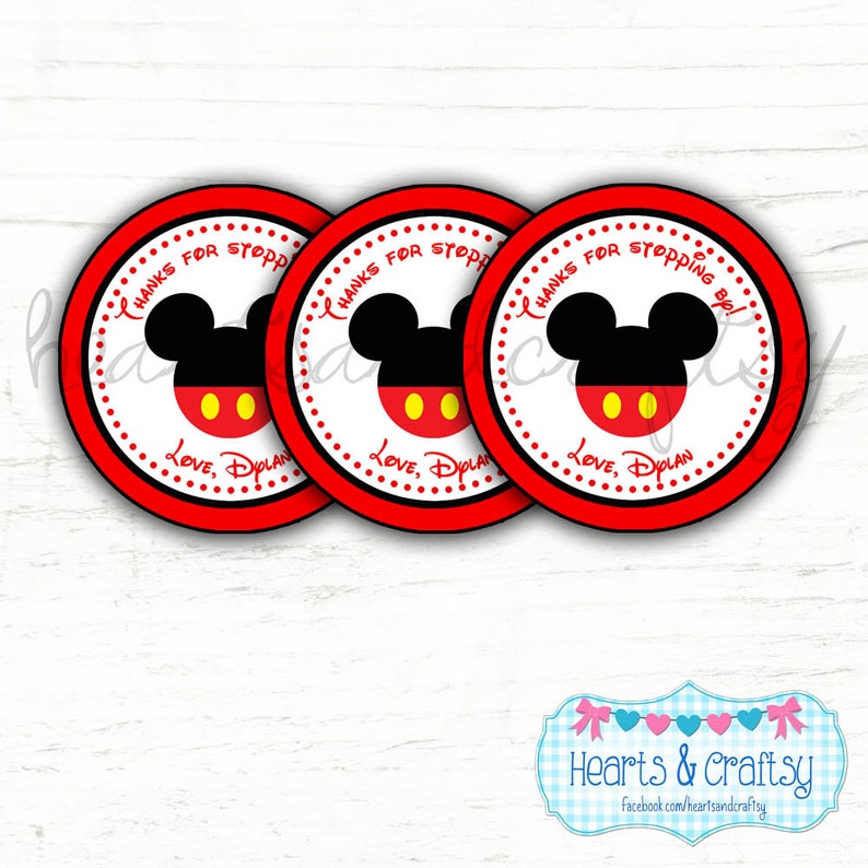 Mickey Mouse Party Favor Tags DIY / Thank You Tags/ Stickers/ - Etsy