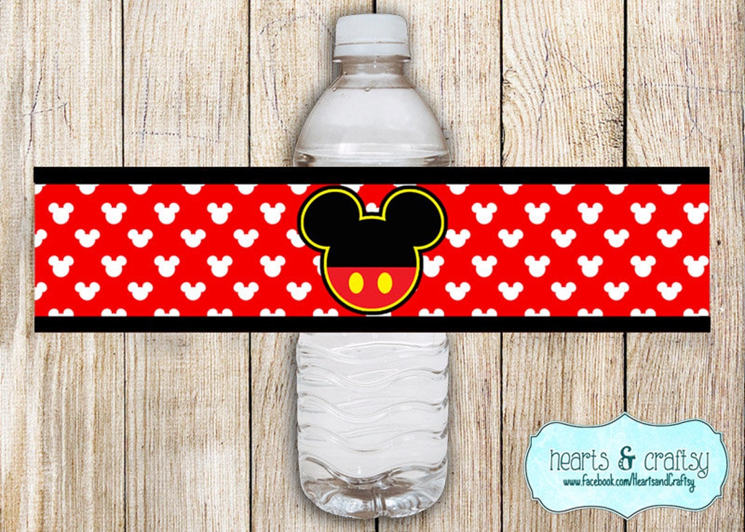 Mickey Mouse Party Water Bottle Labels DIY / Drink Wrapper / Printable ...