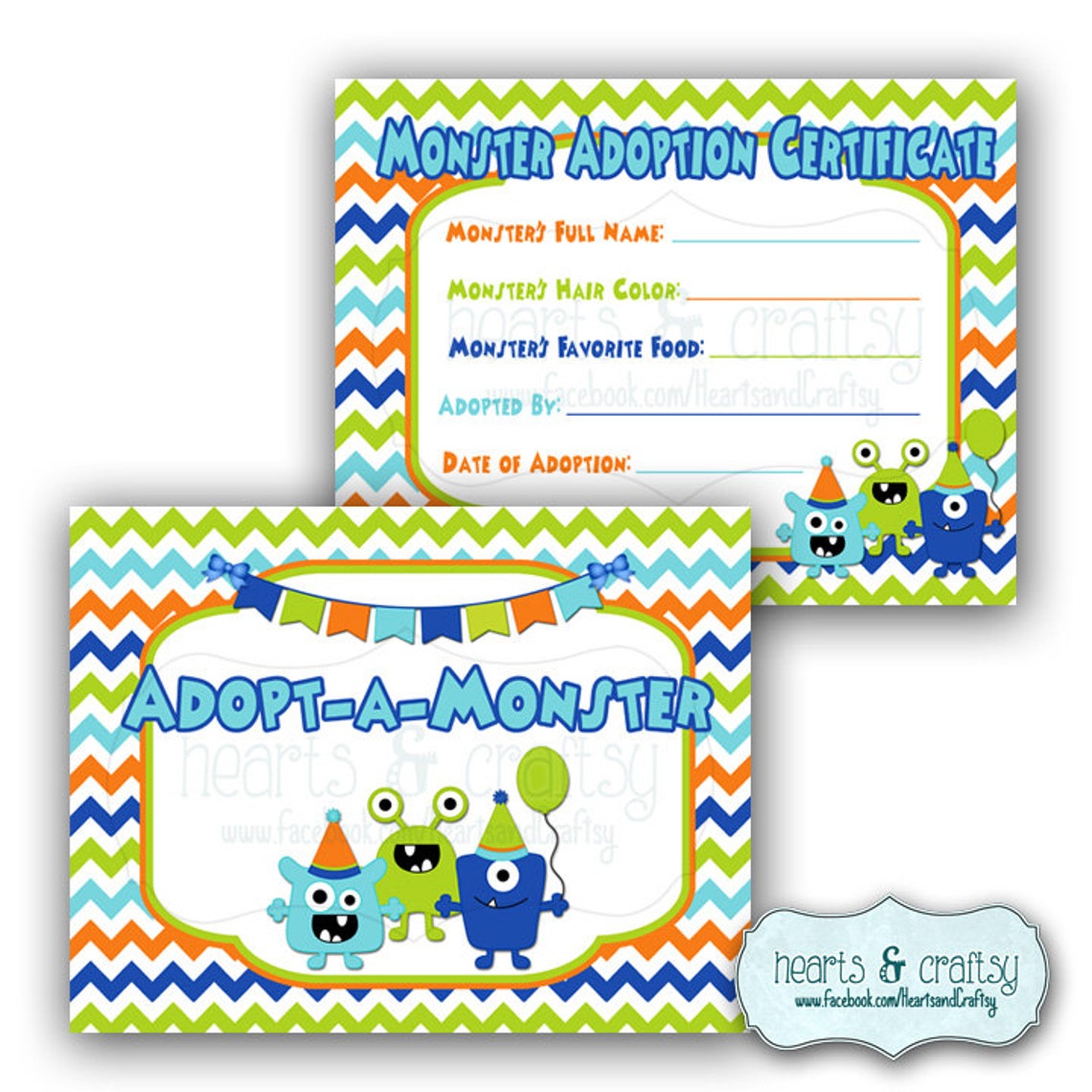 Monster Party "adopt-a-monster" & Monster Adoption Certificate ...