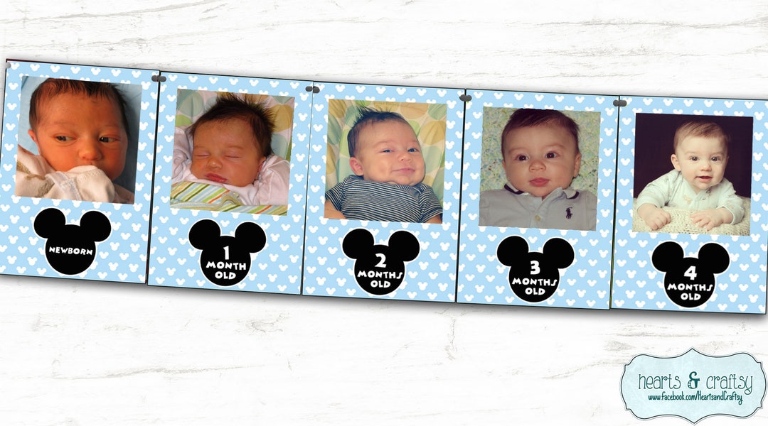 Baby Mickey Mickey Mouse First Year Photo Banner DIY / 12 Month Banner ...