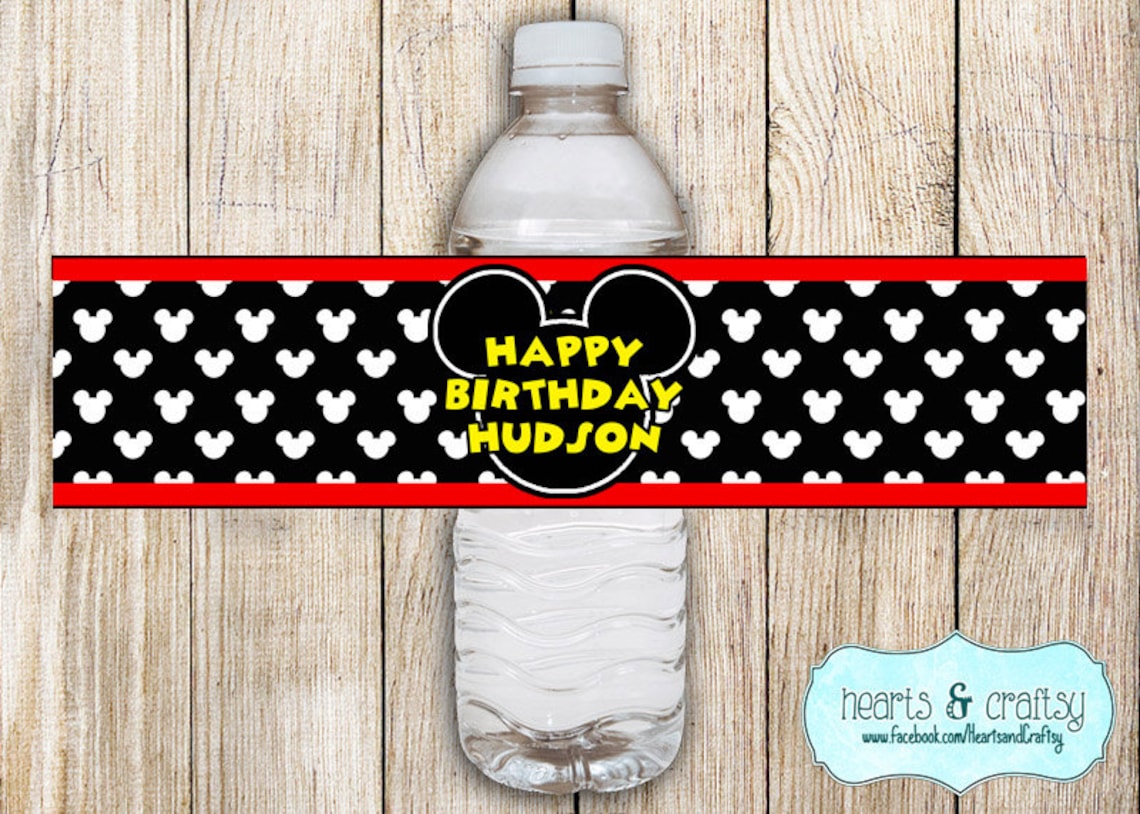 Mickey Mouse Party Water Bottle Labels DIY Personalized / Drink Wrapper ...