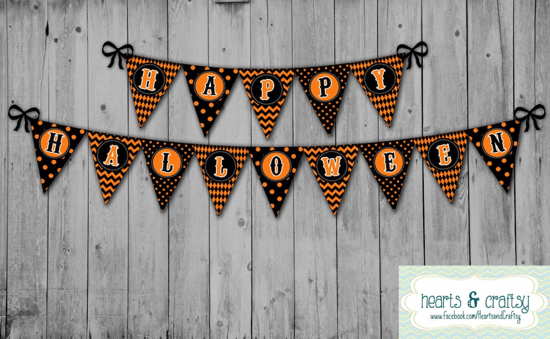 Happy Halloween Banner DIY Black and Orange Printable Banner - INSTANT ...